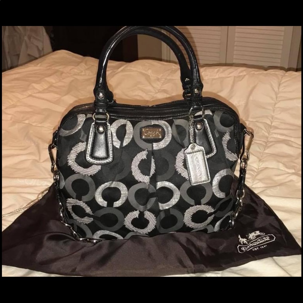 Coach Kristin Embroidered Op Art Pleated Satchel - Gem